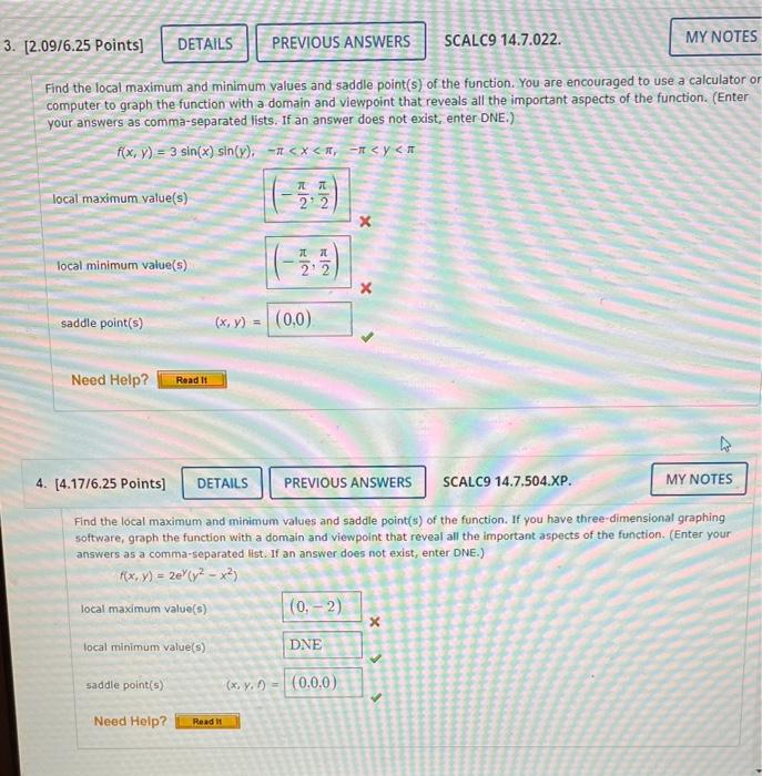 Solved Find the local maximum and minimum values and saddle | Chegg.com