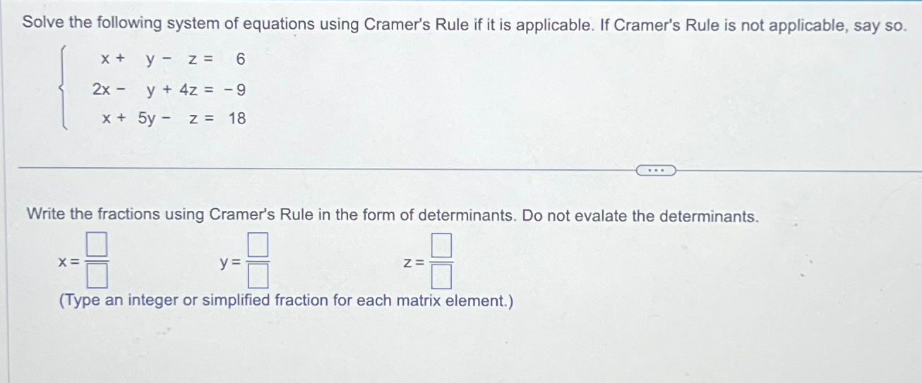 Solved Solve the following system of equations using | Chegg.com