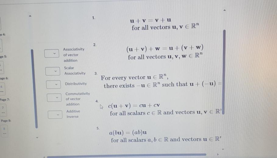 Solved u+v=v+ufor all vectors u,vinRnAssociativity2. ﻿of | Chegg.com