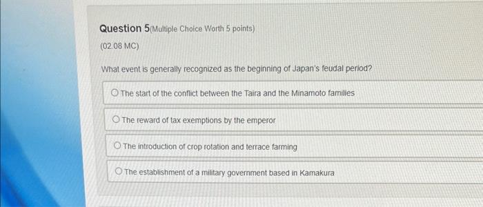Question 1 (Multiple Choice Worth 5 points) (02.08 | Chegg.com