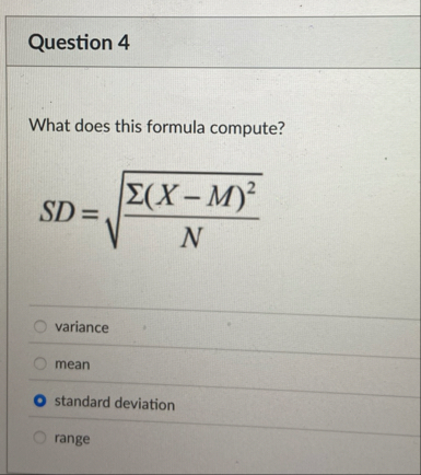 Solved Question 4What does this formula | Chegg.com