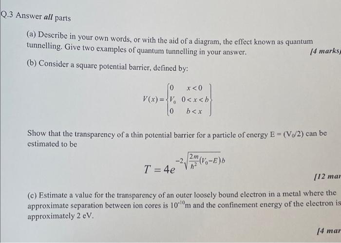 Solved can someone answer part b and c pleaseQ.3 Answer all | Chegg.com