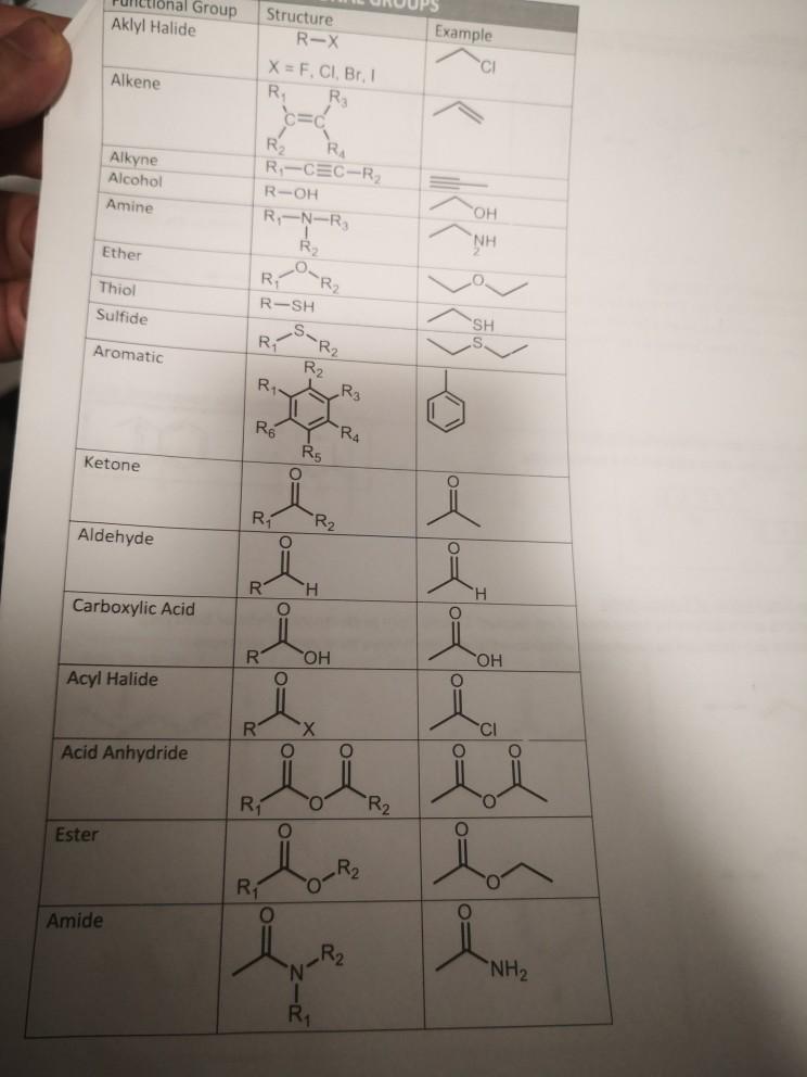 Solved tional Group Aklyl Halide Structure R-X X = F. CI. | Chegg.com