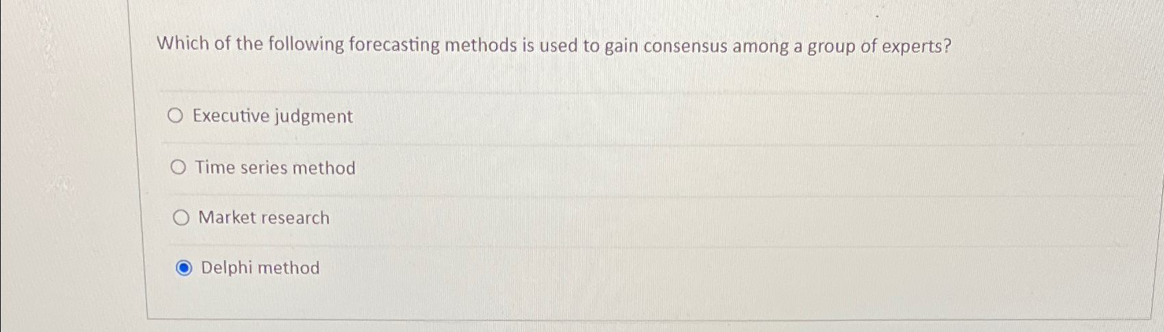 Solved Which of the following forecasting methods is used to | Chegg.com