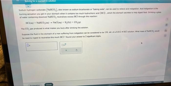 Solved Sodium hydrogen carbonate (NaHCO3), also known as | Chegg.com