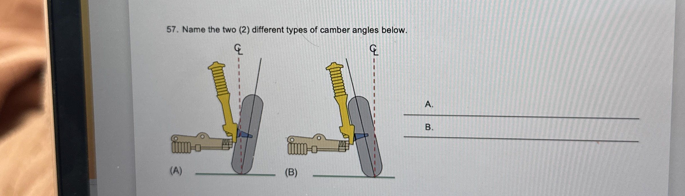 Solved Name the two (2) ﻿different types of camber angles | Chegg.com
