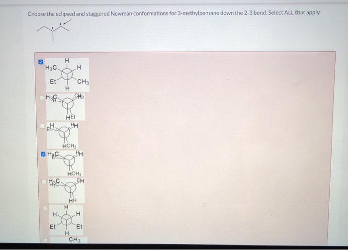 Solved Choose the eclipsed and staggered Newman | Chegg.com
