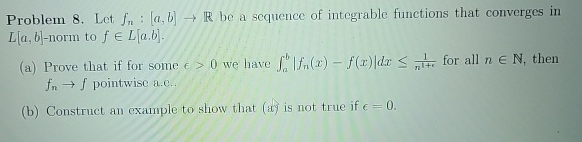 Solved Problem 8. ﻿Let fn:[a,b]→R ﻿be a sequence of | Chegg.com
