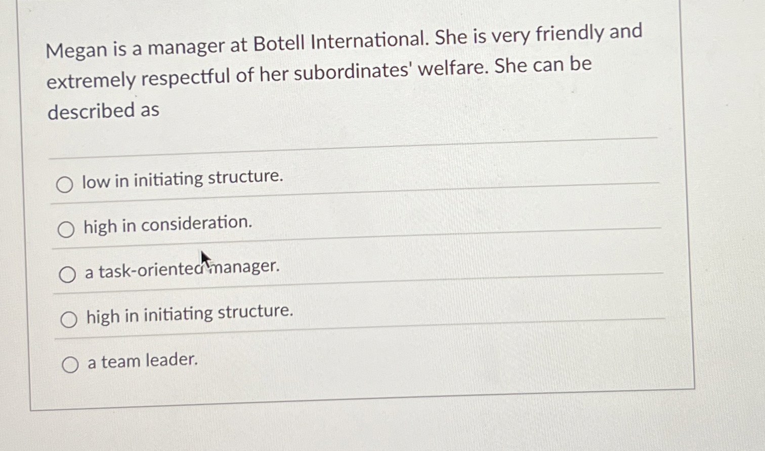 Solved Megan is a manager at Botell International. She is | Chegg.com