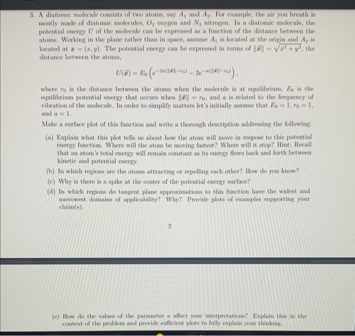 3. A diatomic molecule consists of two atoms, say A1 | Chegg.com