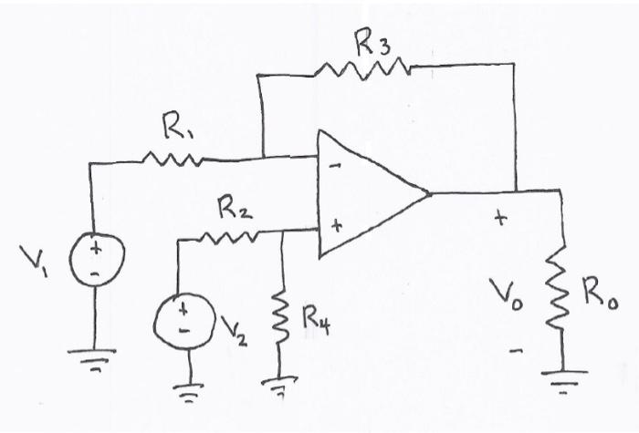 Solved Find V0 in the circuit below give V1= 2 V, V2=3 | Chegg.com