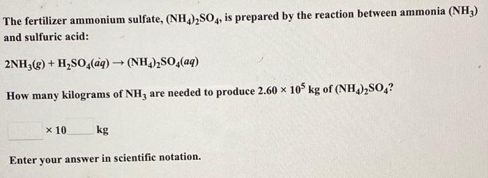 Solved The fertilizer ammonium sulfate, (NH4)2SO4, is | Chegg.com