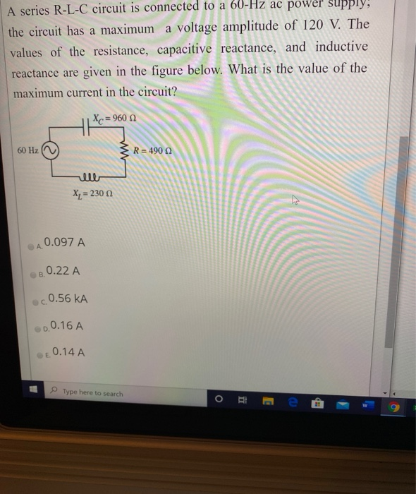 Solved A series R-L-C circuit is connected to a 60-Hz ac | Chegg.com