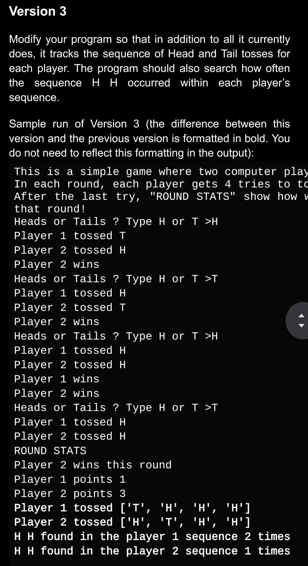 Solved Coin Toss Game - Short Description You will implement | Chegg.com