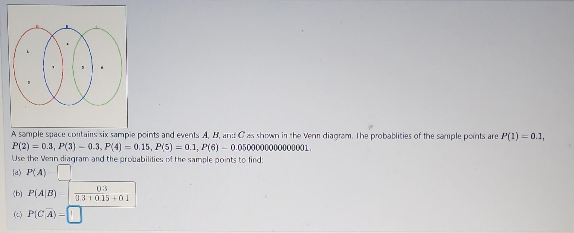 Solved A sample space contains six sample points and events | Chegg.com