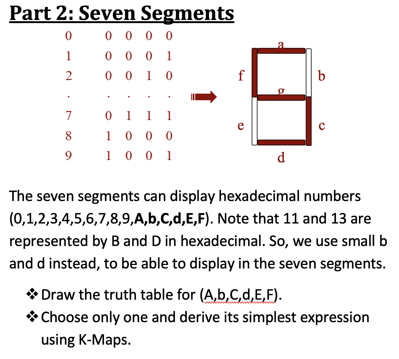 Part 2: Seven SegmentsThe seven segments can display | Chegg.com