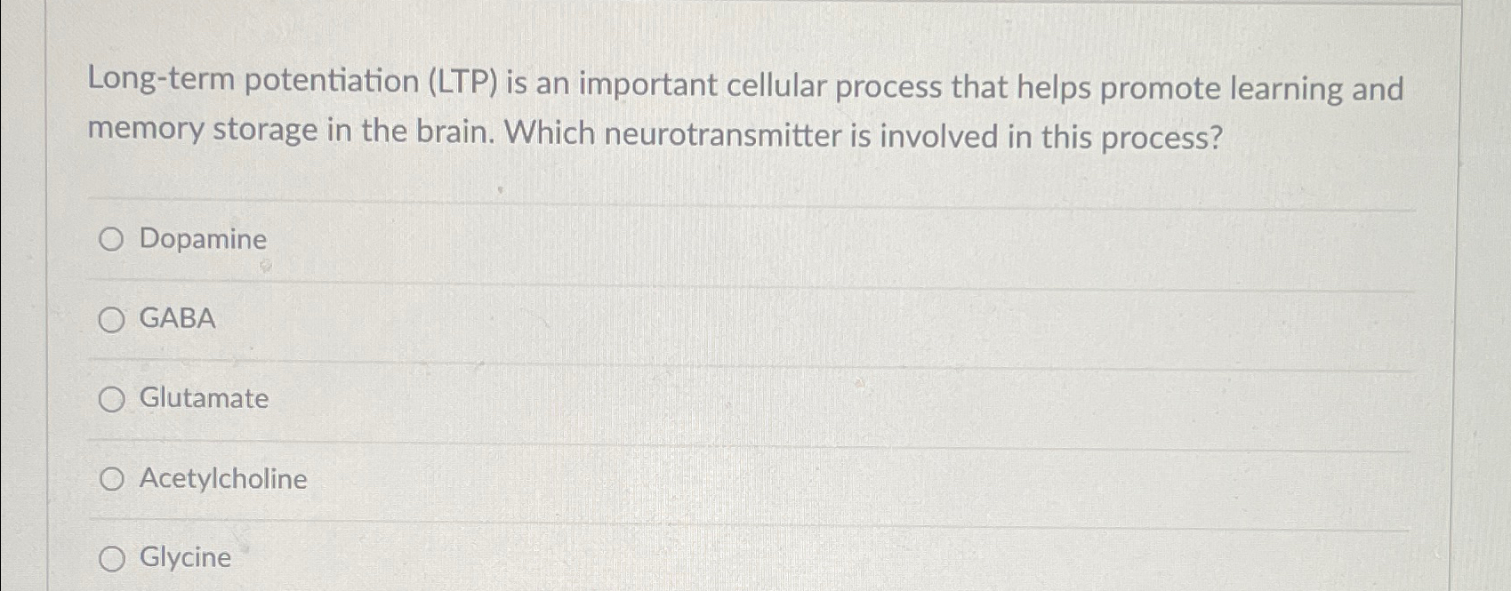 Solved Long-term potentiation (LTP) ﻿is an important | Chegg.com