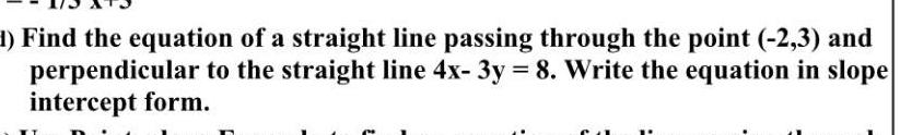Solved Find the equation of a straight line passing through | Chegg.com