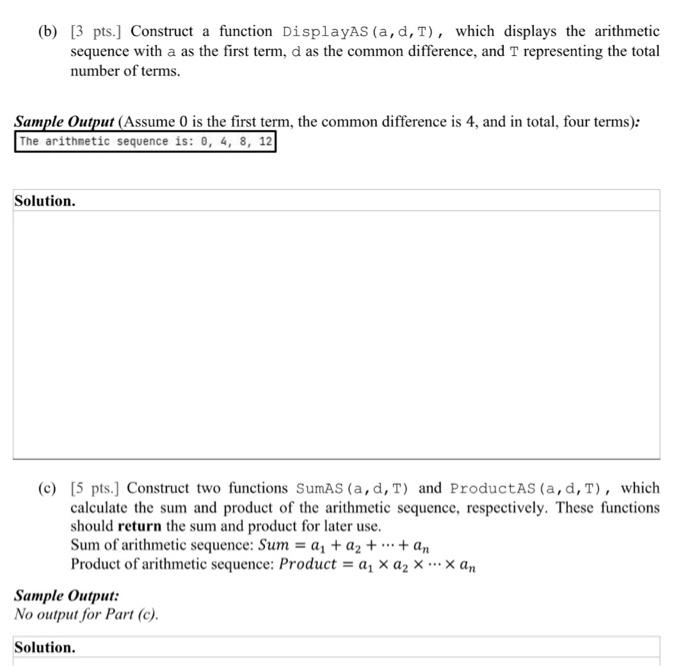 Solved Given the arithmetic sequence formula an=a1+(n−1)d; | Chegg.com