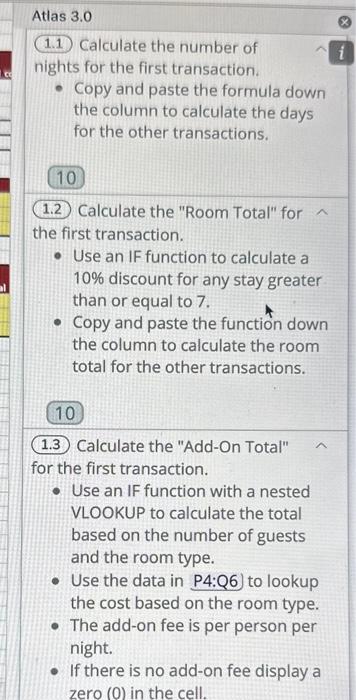 (1.1) Calculate the number of nights for the first | Chegg.com