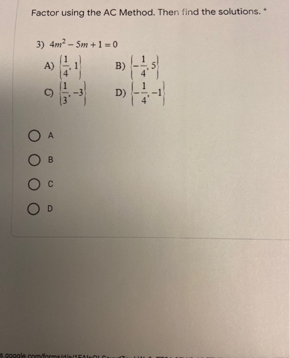 Solved Factor using the AC Method. Then find the solutions. | Chegg.com