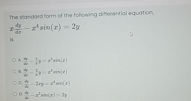 Solved The standard form of the following differential | Chegg.com