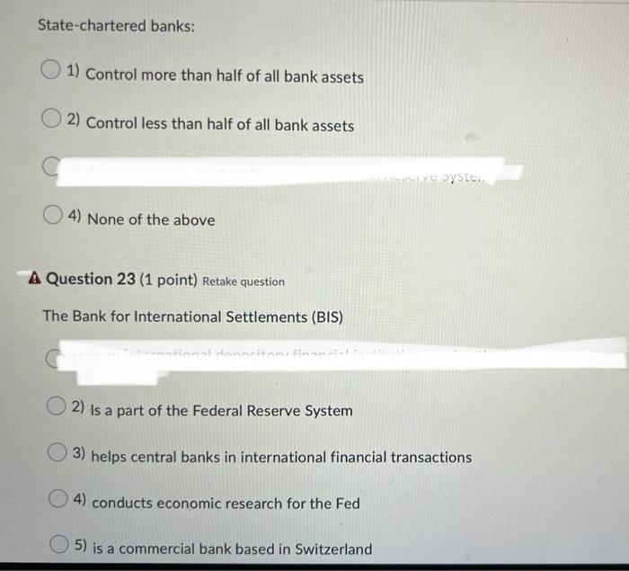 Solved State-chartered banks: 1) Control more than half of | Chegg.com