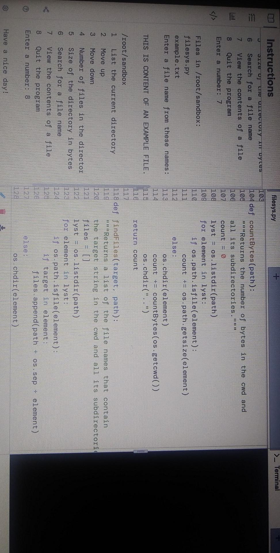 Solved def moveup(): ""u"Moves up to the parent directory." | Chegg.com