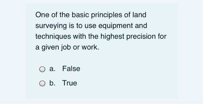 Solved One of the basic principles of land surveying is to | Chegg.com