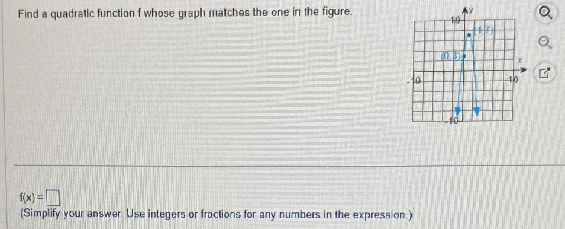 Solved Find a quadratic function f ﻿whose graph matches the | Chegg.com