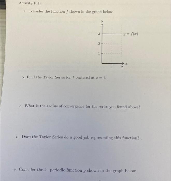 Activity F.1: a. Consider the function f shown in the | Chegg.com