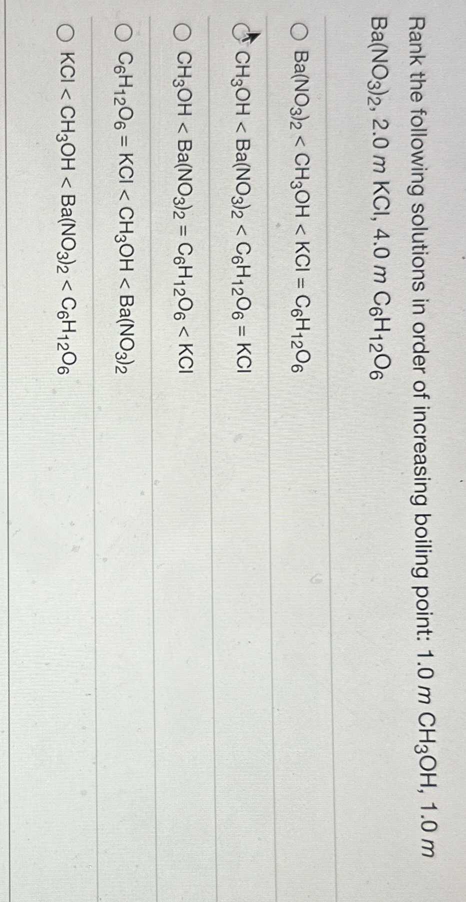 Solved Rank the following solutions in order of increasing | Chegg.com