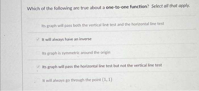 Solved Which of the following are true about a one-to-one | Chegg.com