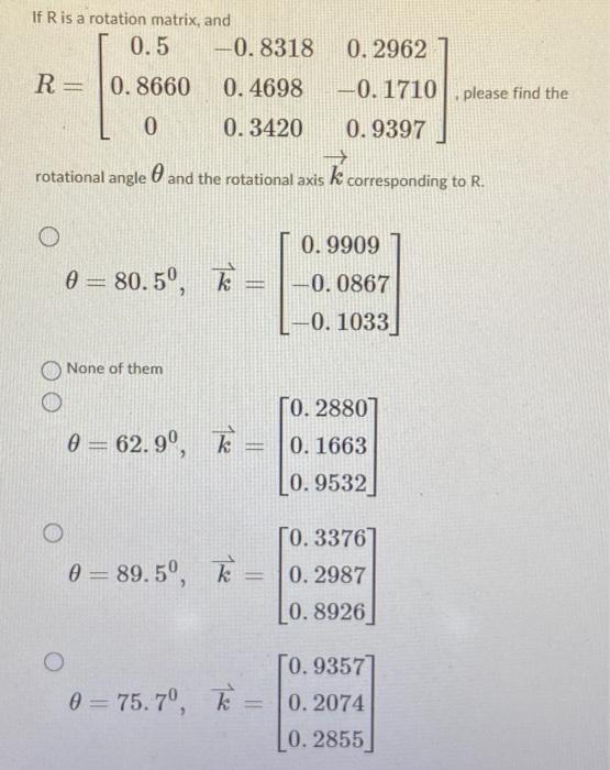 Solved If R is a rotation matrix, and | Chegg.com