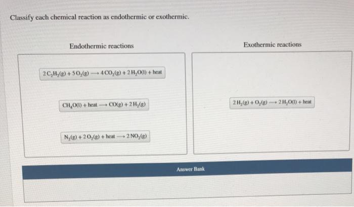 Solved Classify each chemical reaction as endothermic or | Chegg.com