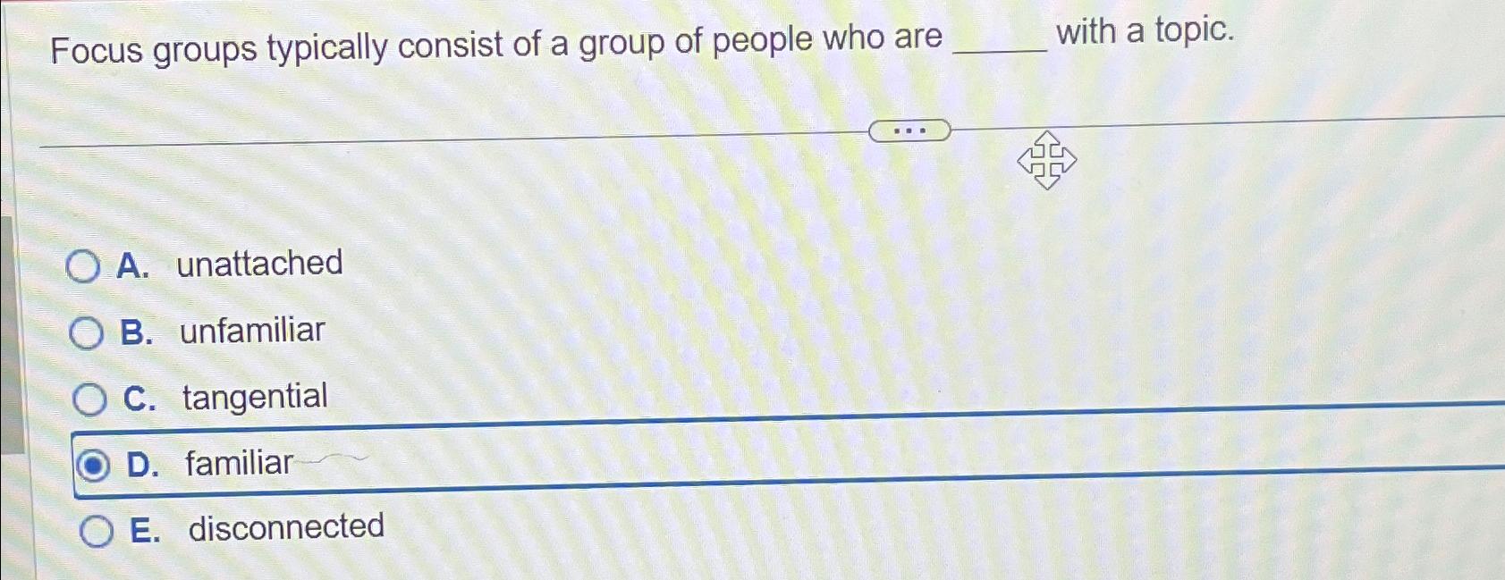 Solved Focus groups typically consist of a group of people | Chegg.com