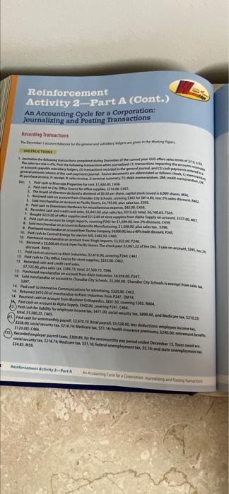 Reinforcement Activity 2-Part A (Cont.) An Accounting | Chegg.com