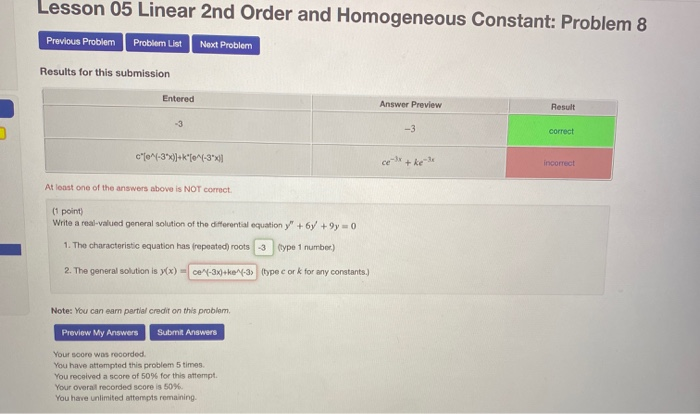 Solved Lesson 05 Linear 2nd Order and Homogeneous Constant: | Chegg.com