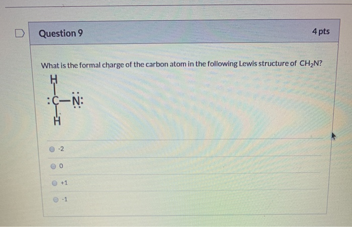 Solved Question 9 4 pts What is the formal charge of the | Chegg.com