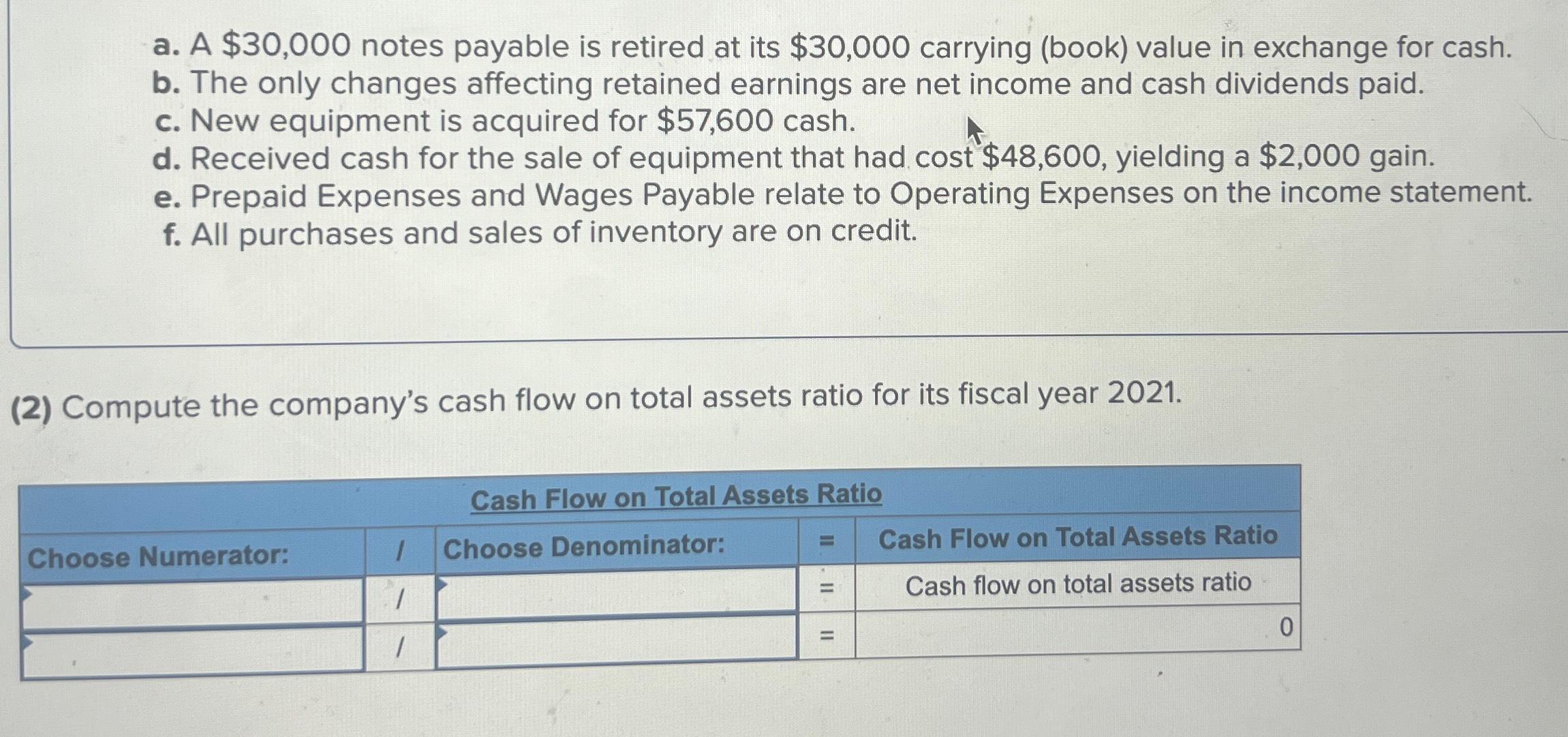 Solved a. A $30,000 notes payable is retired at its $30,000 | Chegg.com