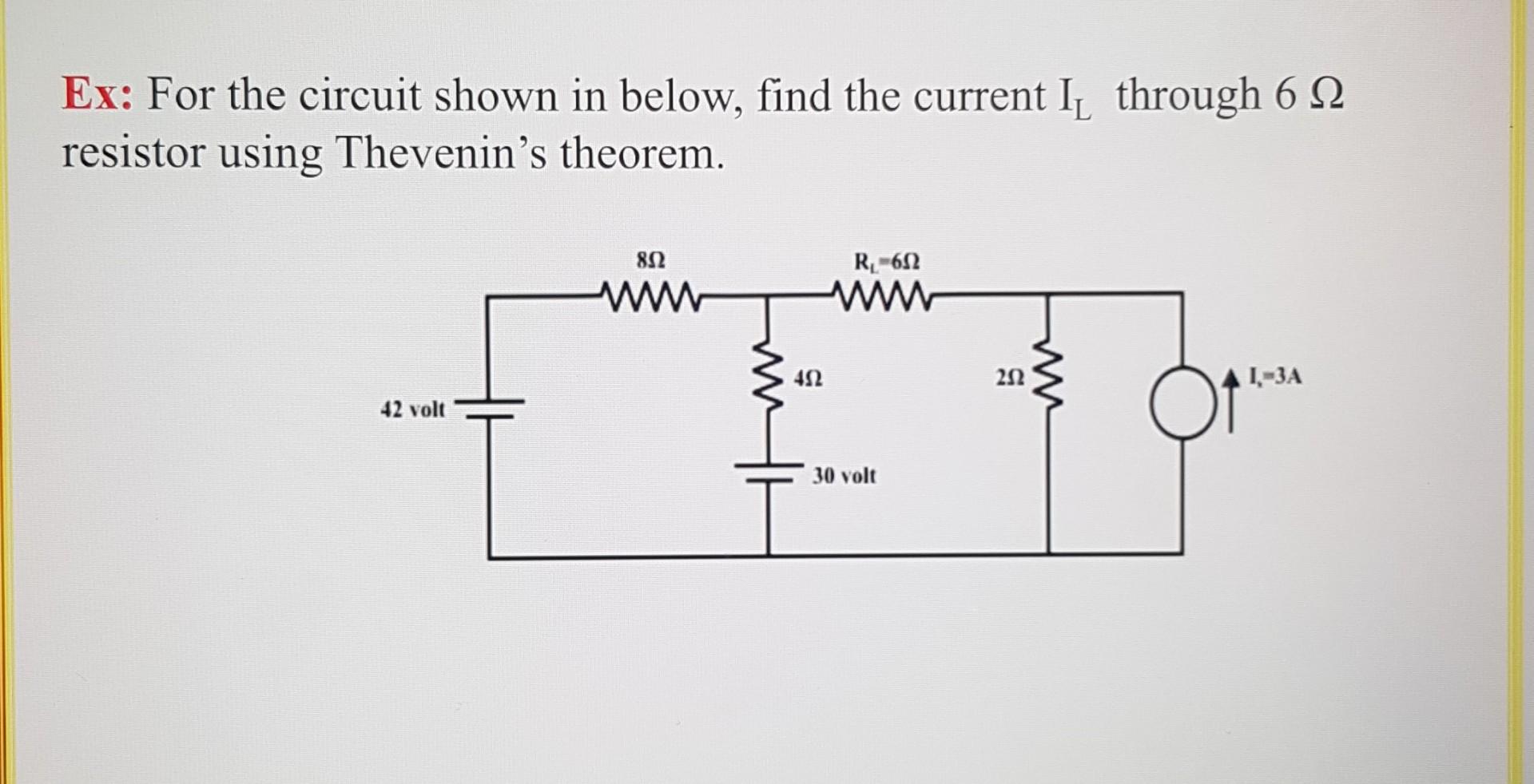 Solved Ex: For the circuit shown in below, find the current | Chegg.com