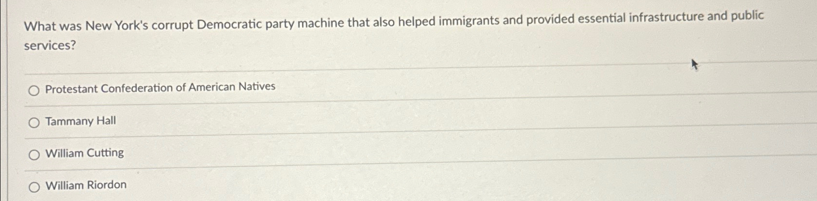 Solved What was New York's corrupt Democratic party machine | Chegg.com