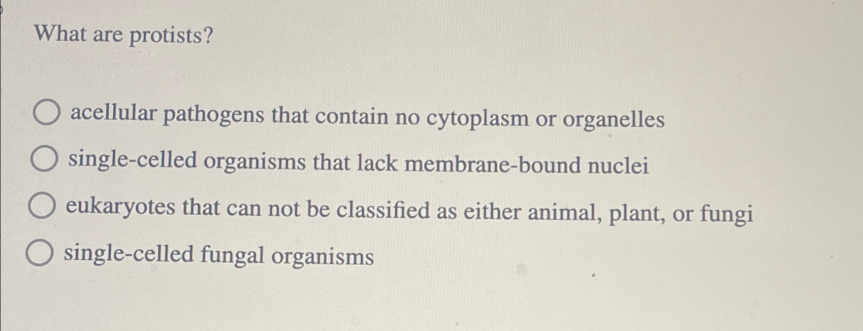 Solved What are protists?acellular pathogens that contain no | Chegg.com