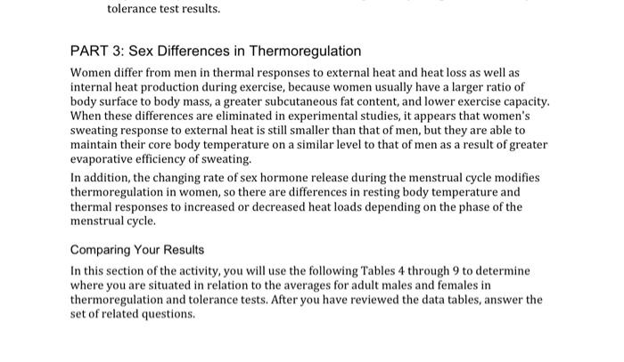 Solved TAALE A: Female Duta fer theat Thermovegriation Feat | Chegg.com