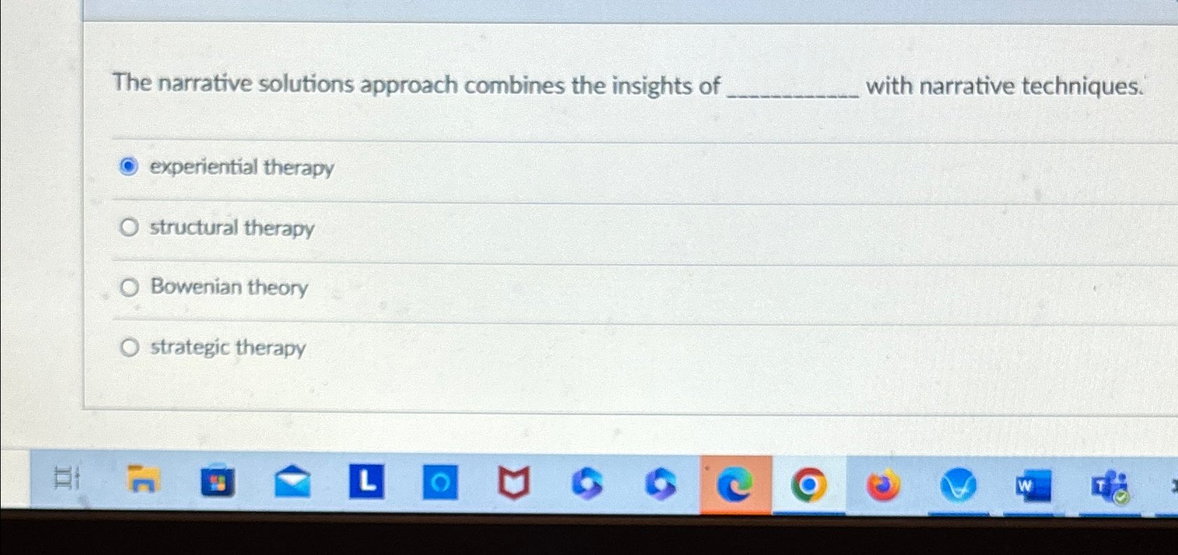 Solved The narrative solutions approach combines the | Chegg.com