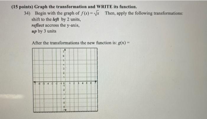 Solved 5 points) Graph the transformation and WRITE its | Chegg.com Solved 5 points) Graph the transformation and WRITE its | Chegg.com