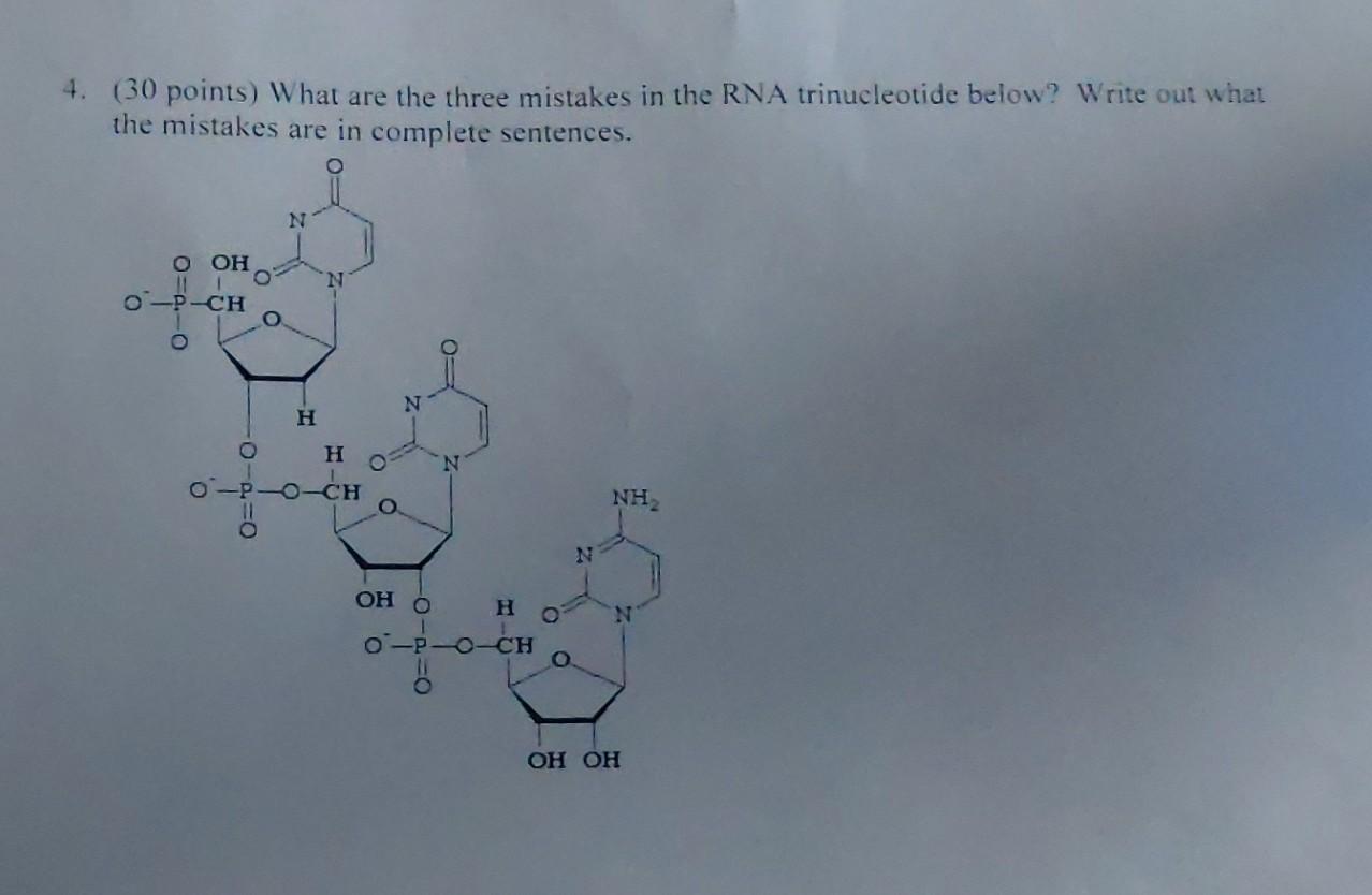 Solved 4. (30 points) What are the three mistakes in the RNA | Chegg.com Solved 4. (30 points) What are the three mistakes in the RNA | Chegg.com