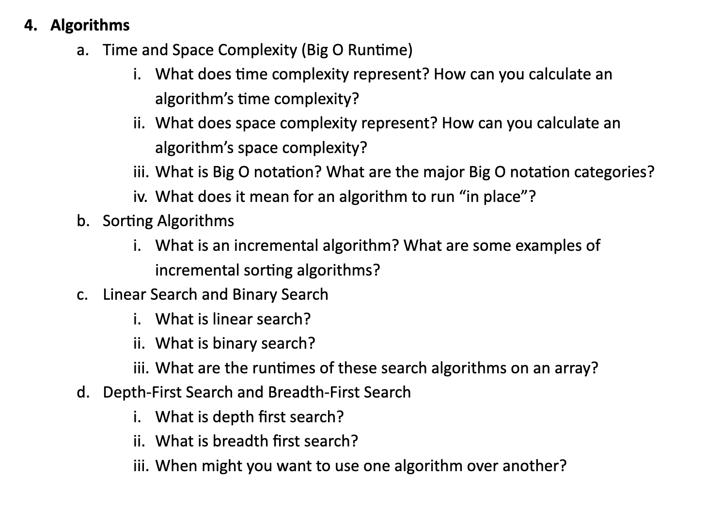 4 algorithms A time And Space Complexity Big O