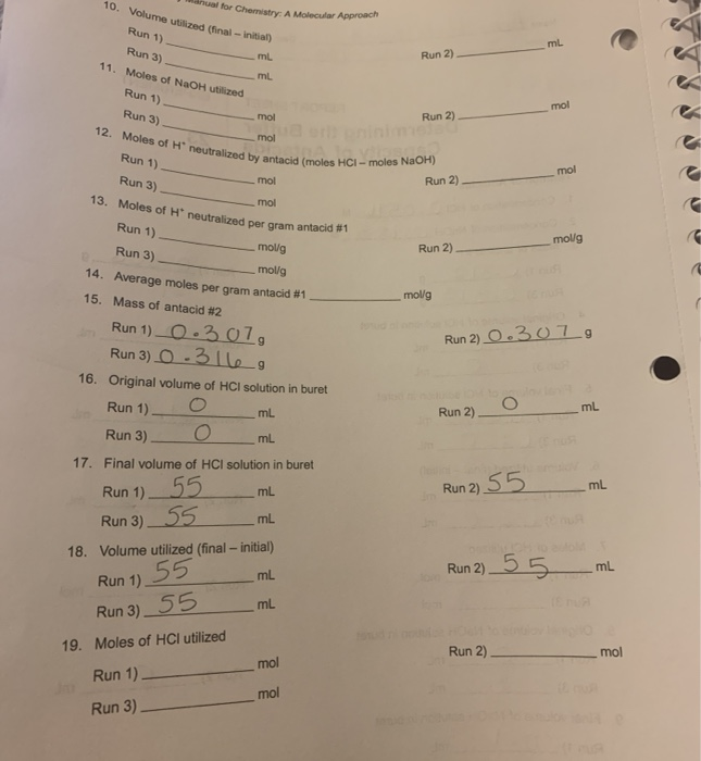 Solved Determining the Buffer Capacity of Antacids 23 Run 2) | Chegg.com