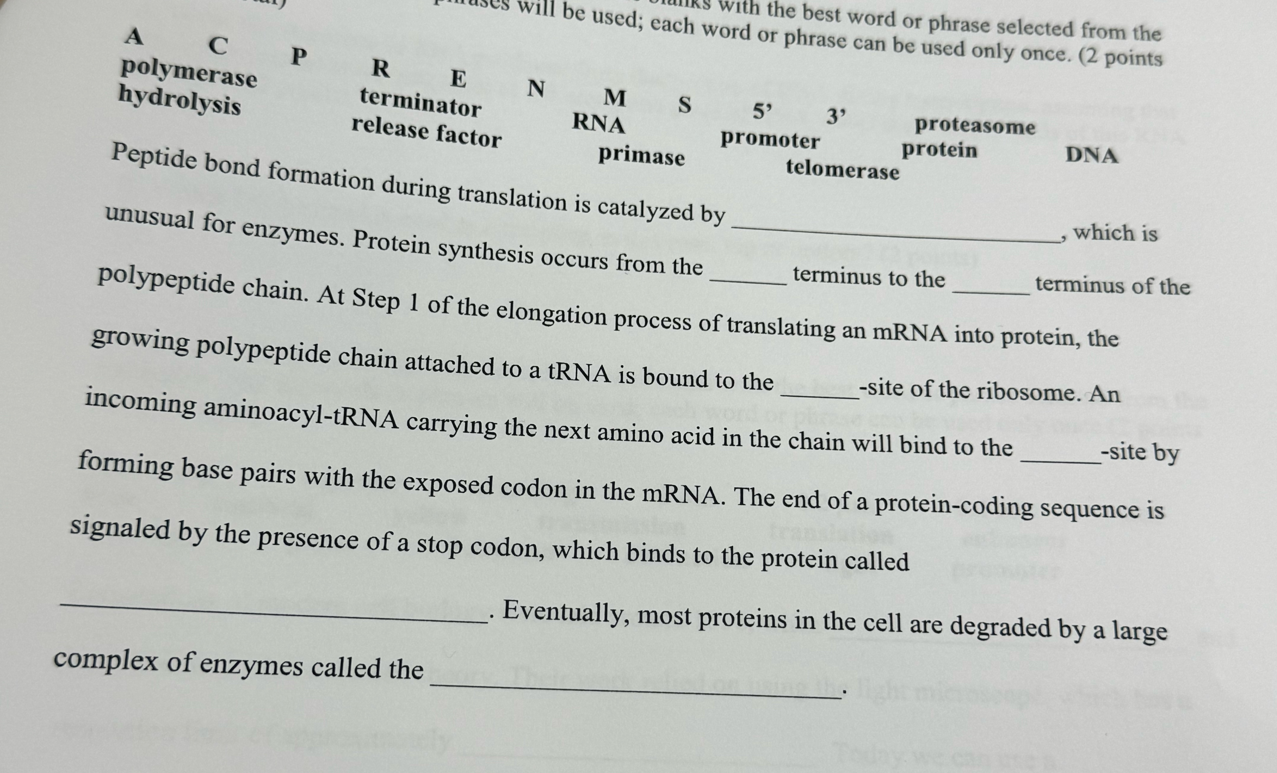 Solved polypeptide chain. At Step 1 ﻿of the elongation | Chegg.com